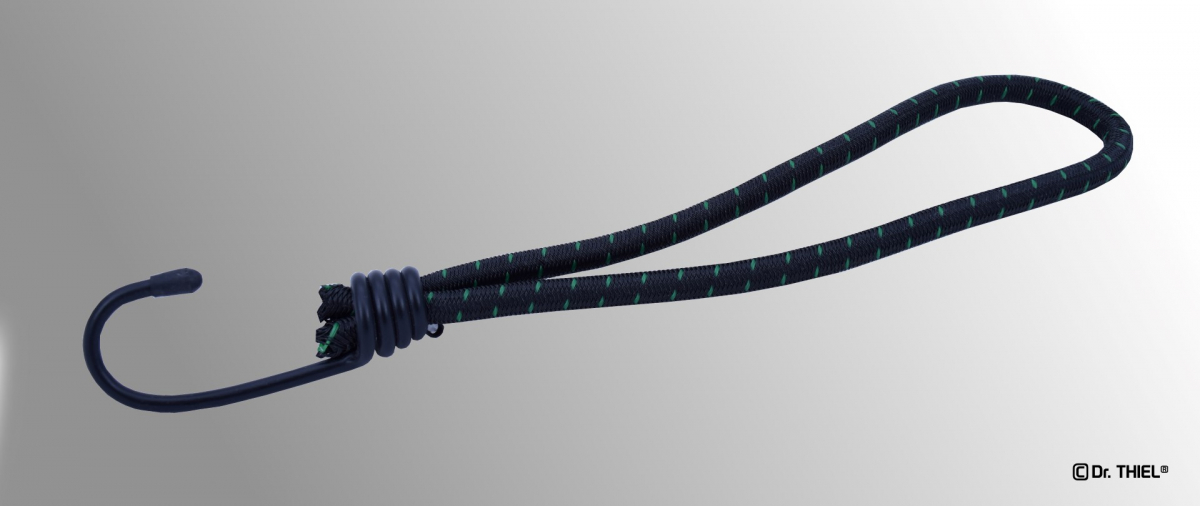 Rubber Rope Loop With 1 Metal Hooks Ø 6, 8, 10mm