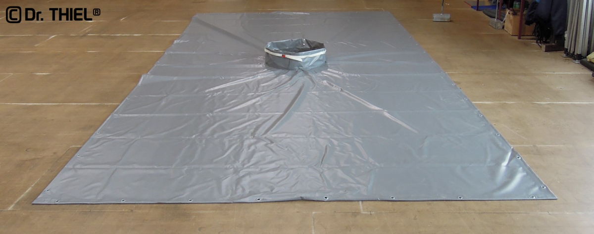 PVC Skip cover tarpaulin with filler for bulk good chutes 630g /m²