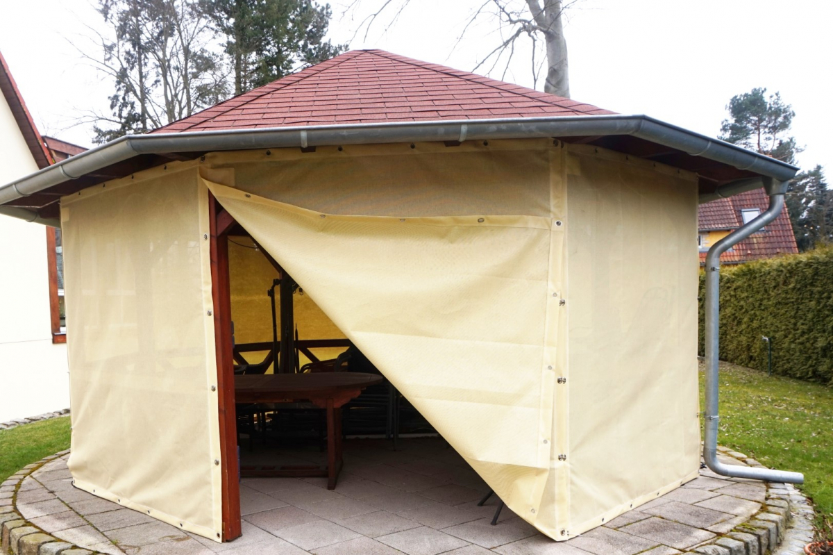 Pergola side wall weather protection windbreaker PES 260g /m²