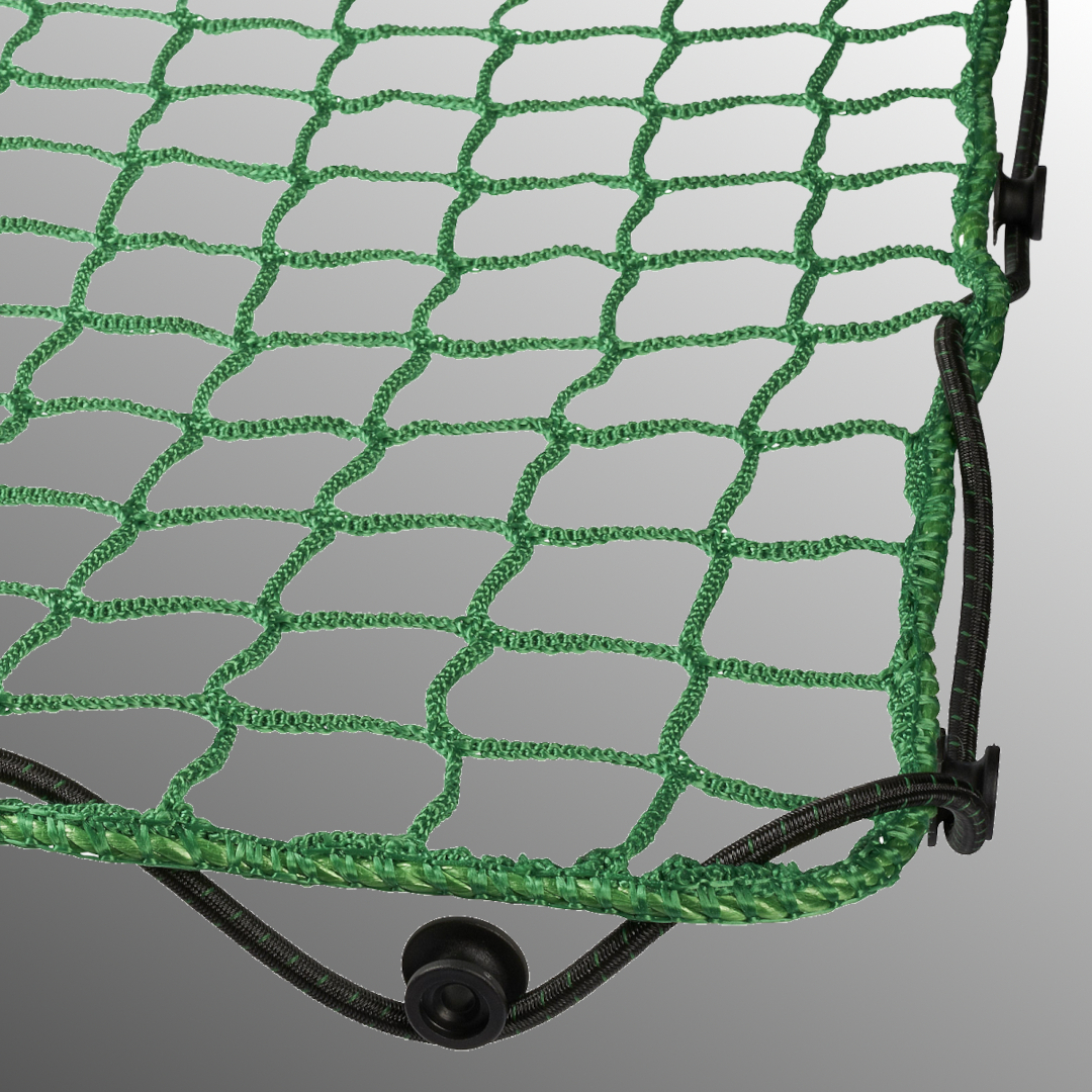 Car trailer net 45/3 coarse mesh rubber rope 2.0x3.5m green